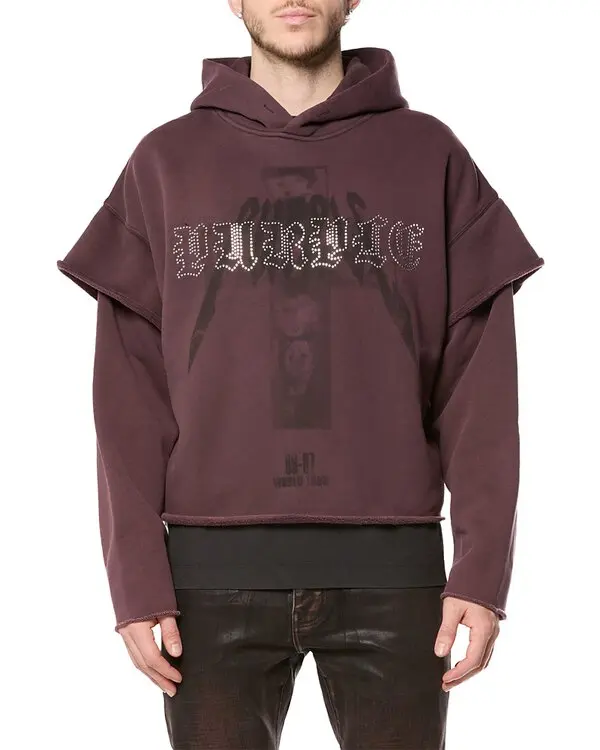PURPLE BRAND Tactical Layer Logo Graphic Cotton Hoodie