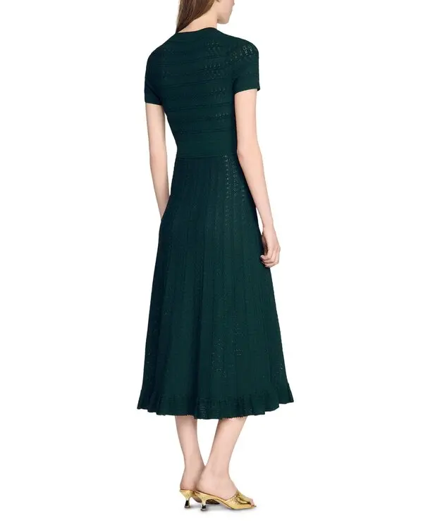 Sandro Orianne Pointelle Knit Midi Dress