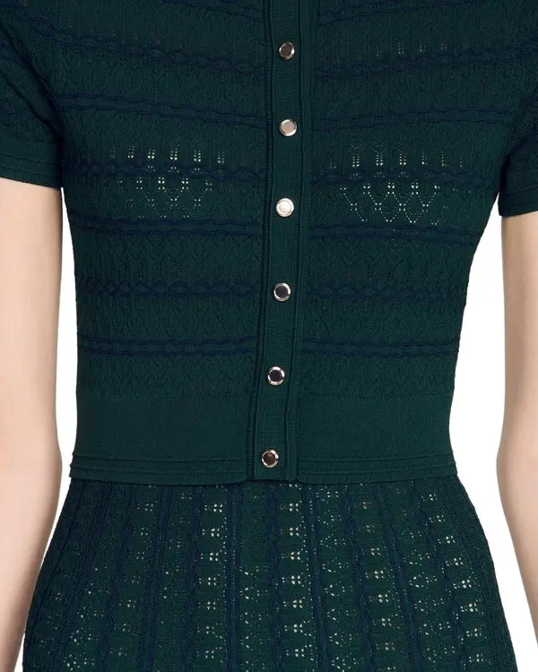Sandro Orianne Pointelle Knit Midi Dress