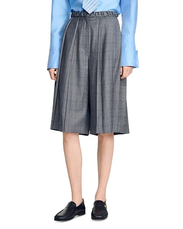 Sandro Nathan Wool Embellished Shorts