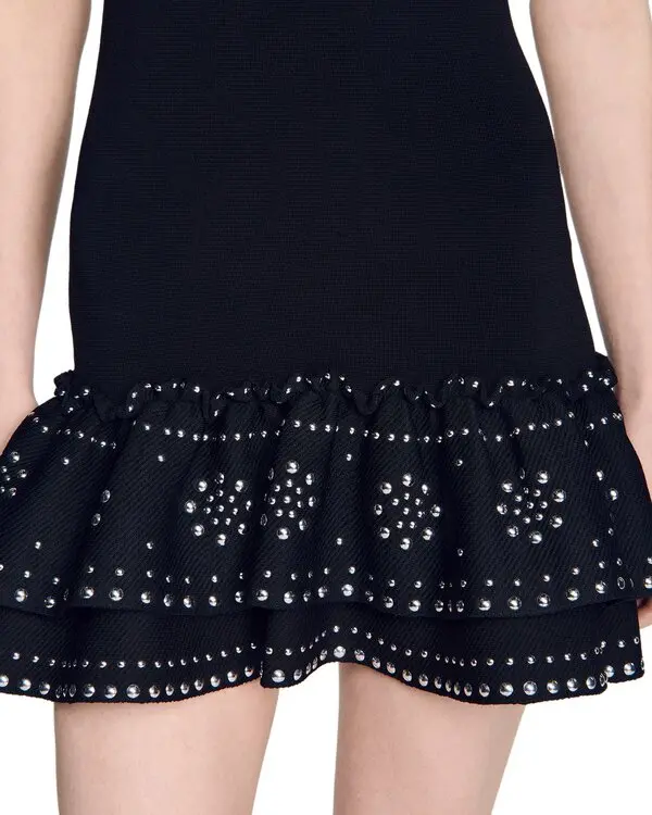 Sandro Dalya Studded Knit Mini Dress