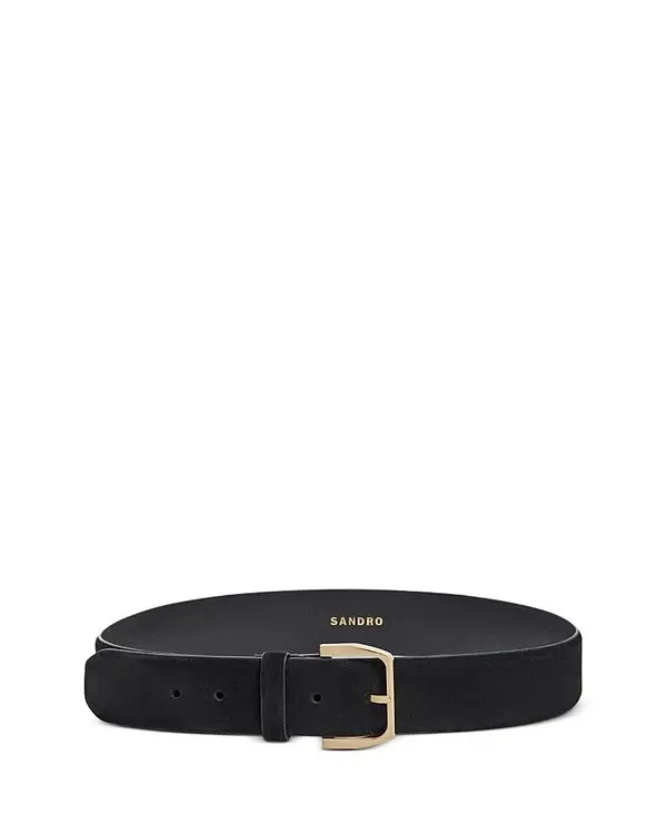 Sandro Wide Suede Belt - Black