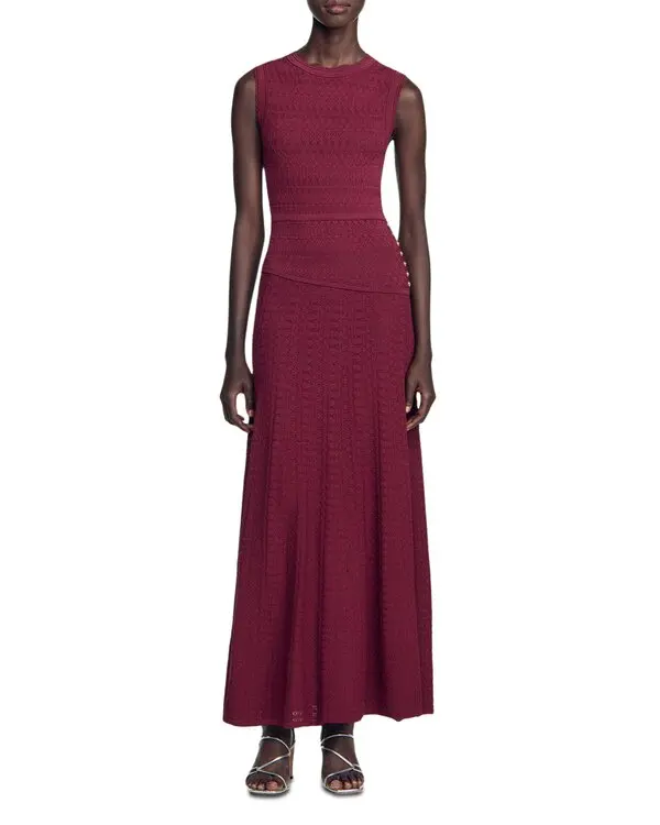 Sandro Samantha Pointelle Knit Maxi Dress
