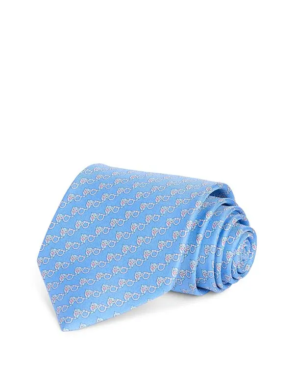 FERRAGAMO Silk Classic Owl Gancini Neck Ties - F. Azzurro