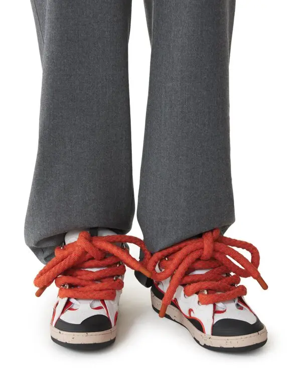 LANVIN Leather Curb Snake Sneakers - Black/orange