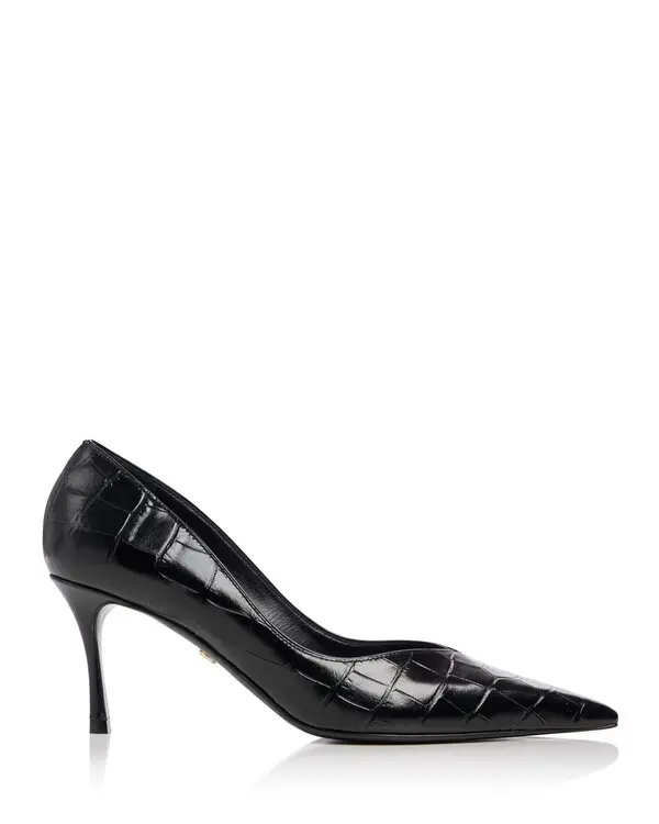 FERRAGAMO Desi Croc-embossed Pointed Pumps