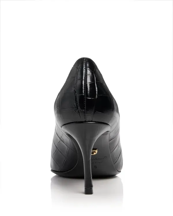 FERRAGAMO Desi Croc-embossed Pointed Pumps