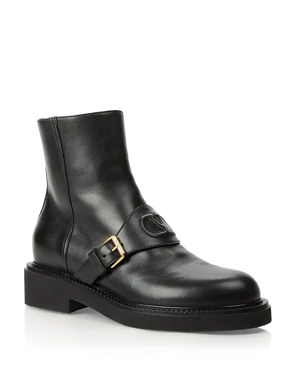Valentino Garavani Vlogo Leather Buckled Booties