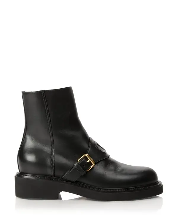 Valentino Garavani Vlogo Leather Buckled Booties