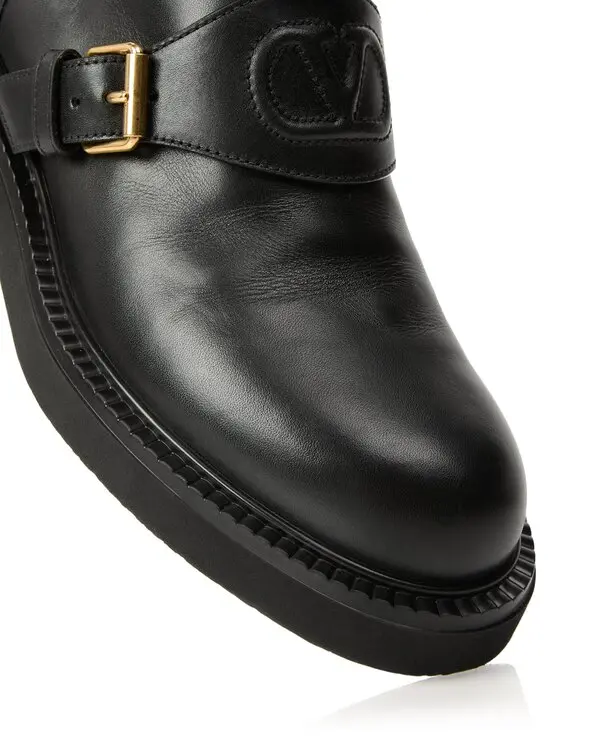 Valentino Garavani Vlogo Leather Buckled Booties