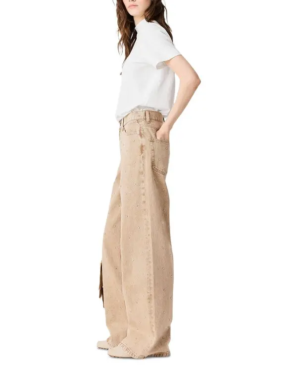 Maje Ticloud Cotton High Neck Tee