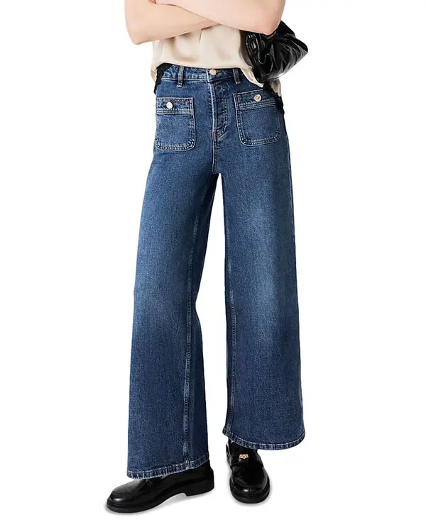 Maje Prairo High Rise Wide Leg Jeans