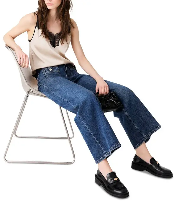 Maje Prairo High Rise Wide Leg Jeans