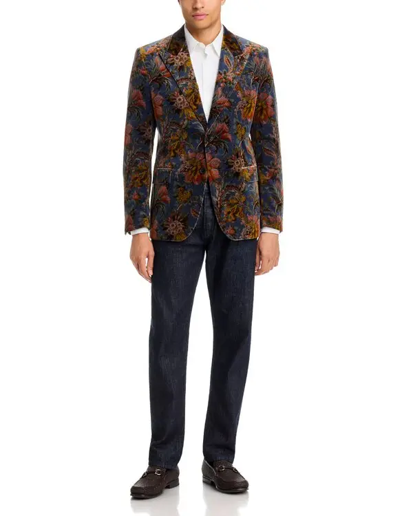 Etro Regular Fit Velvet Floral Print Jacket