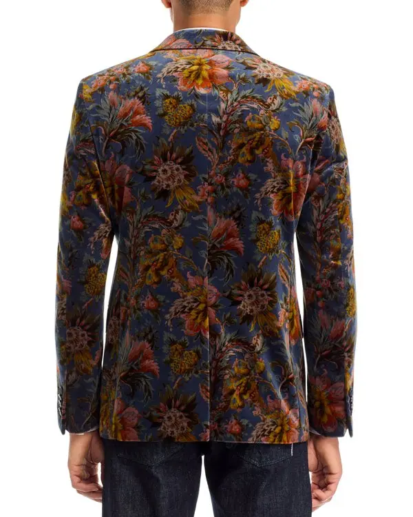 Etro Regular Fit Velvet Floral Print Jacket