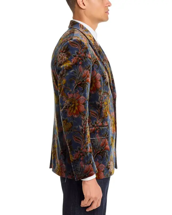 Etro Regular Fit Velvet Floral Print Jacket
