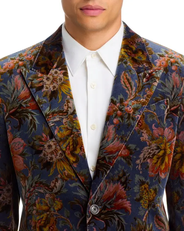 Etro Regular Fit Velvet Floral Print Jacket