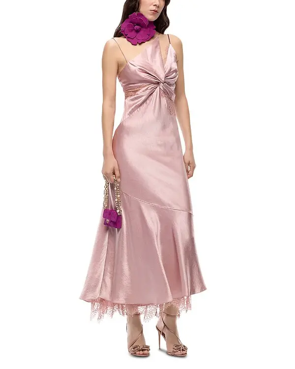 Pinko Ferrari Crepe Satin Maxi Dress - Ash Rose