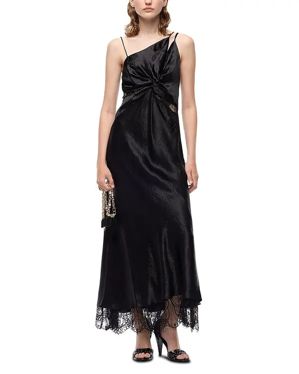 Pinko Ferrari Crepe Satin Maxi Dress - Black