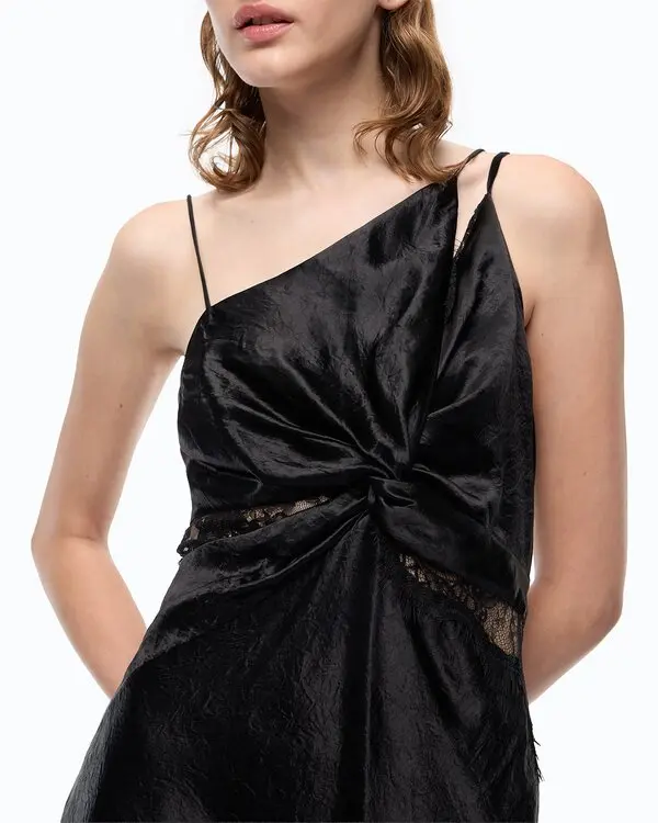 Pinko Ferrari Crepe Satin Maxi Dress - Black