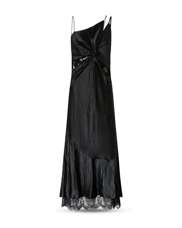 Pinko Ferrari Crepe Satin Maxi Dress - Black