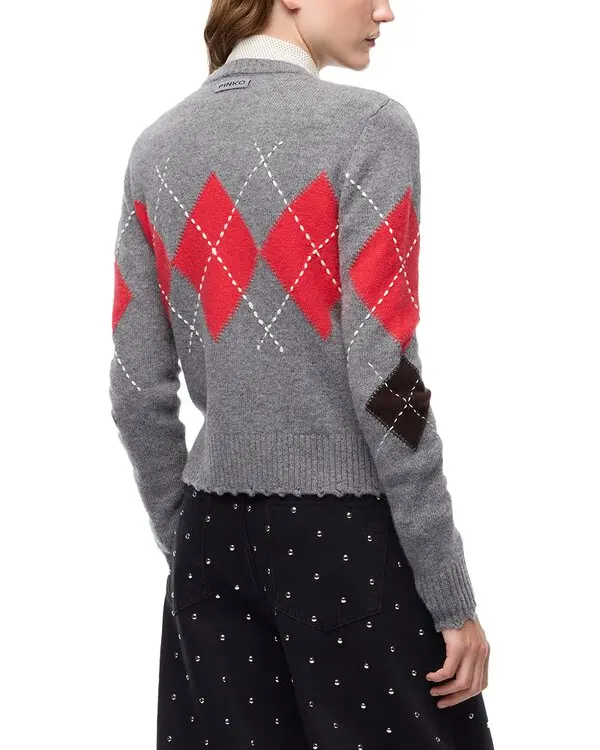 Pinko Cardiff Wool Argyle Cardigan