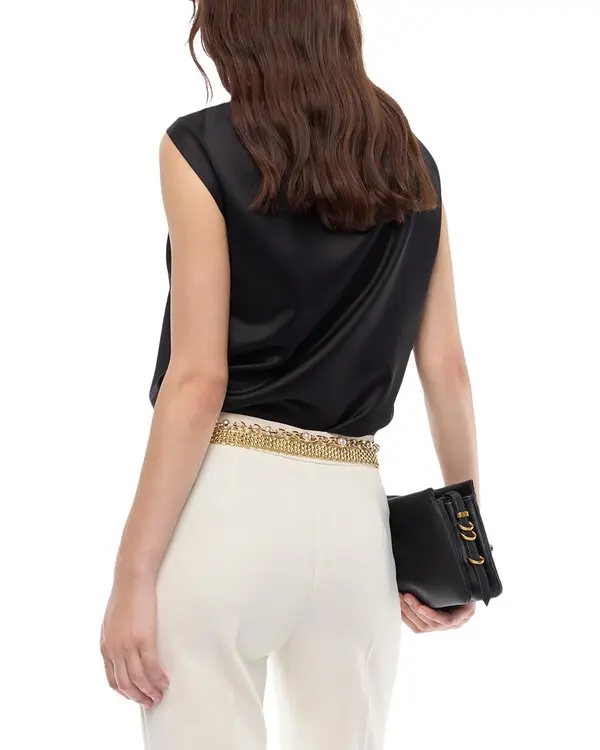 Pinko Smart Satin Asymmetric Blouse - Black
