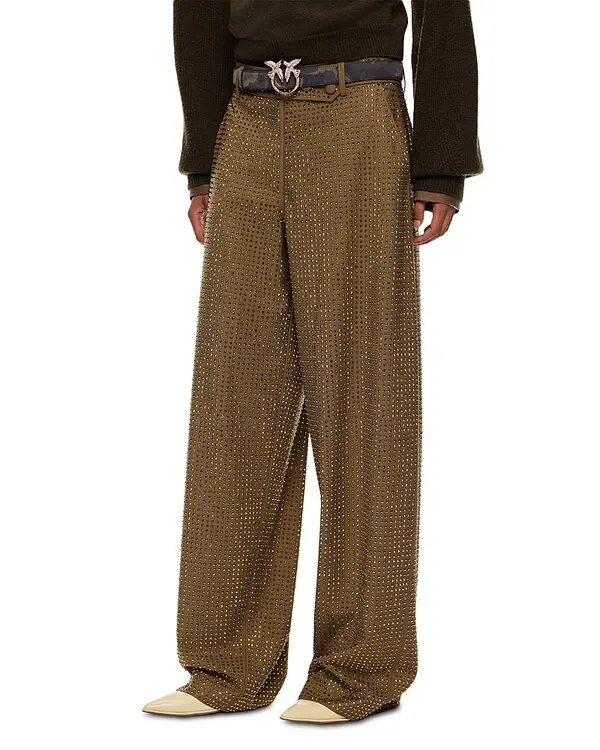 Pinko Solopaca Embellished Wide Leg Trousers