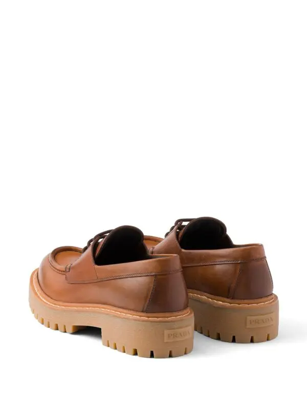 Prada Leather Lace-up Loafers
