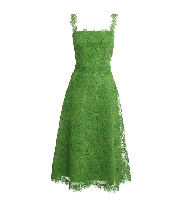 Carolina Herrera Lace Midi Dress - Green
