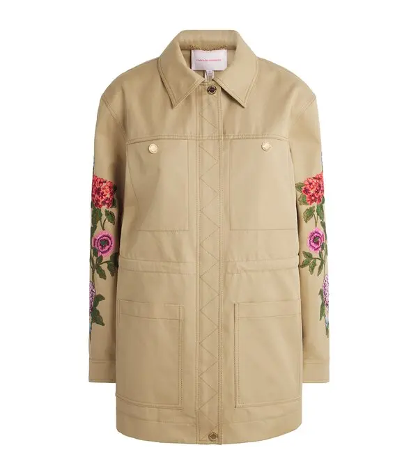 Carolina Herrera Embroidered Trench Coat