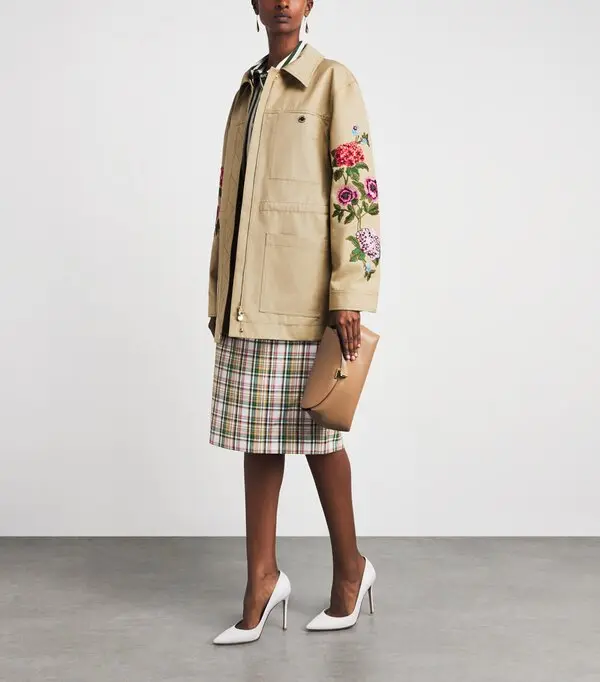 Carolina Herrera Embroidered Trench Coat