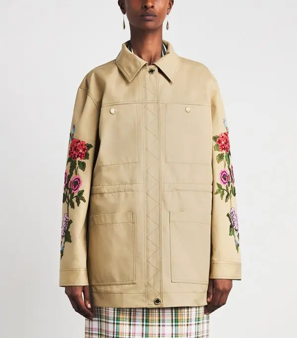 Carolina Herrera Embroidered Trench Coat