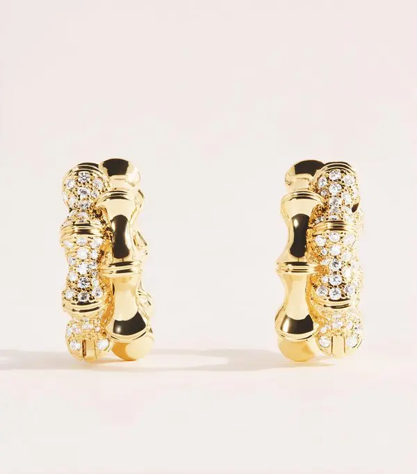 Eddie Borgo Plated Pavé Bambù Hoop Earrings