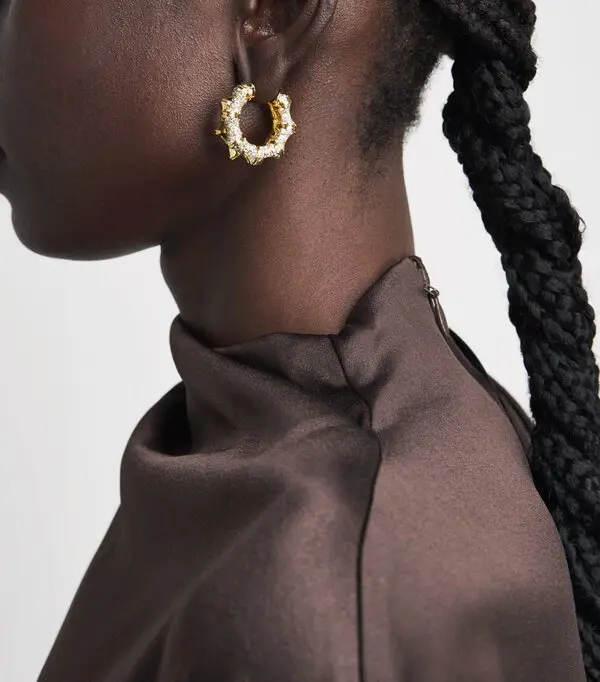 Eddie Borgo Plated Pavé Bambù Hoop Earrings