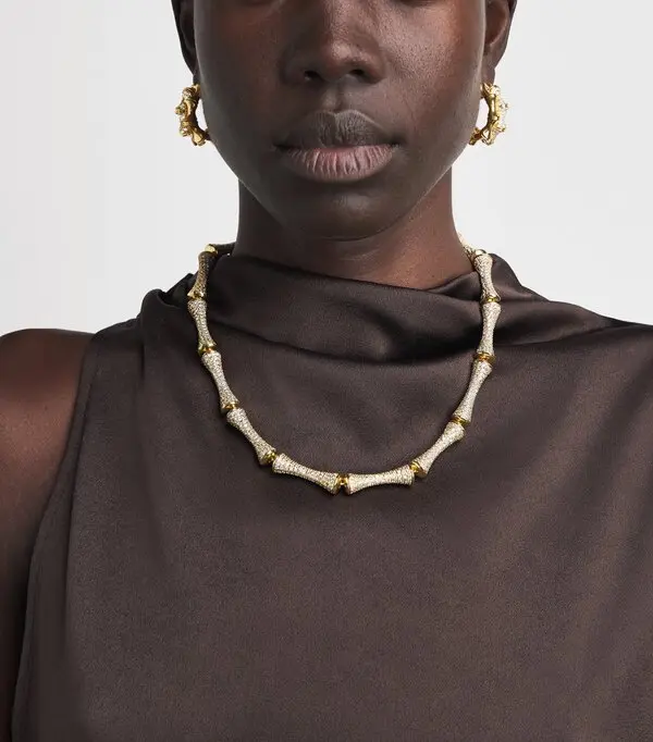 Eddie Borgo Plated Pavé Bambù Hoop Earrings