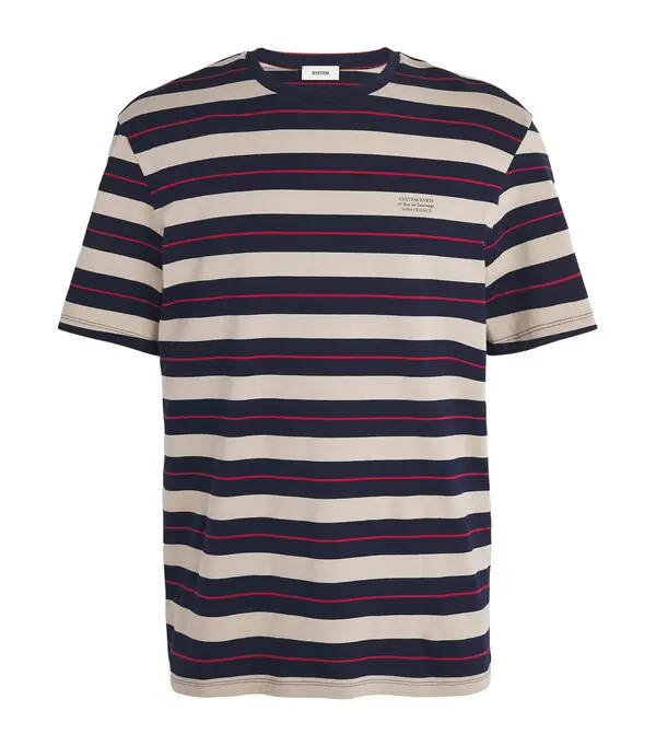 SYSTEM Cotton Stripe Logo T-shirt