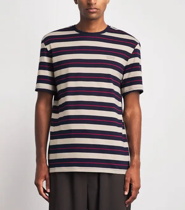 SYSTEM Cotton Stripe Logo T-shirt