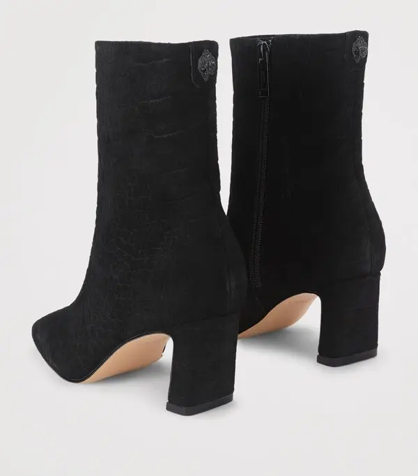 Kurt Geiger Suede Croc Print Billy Ankle Boots