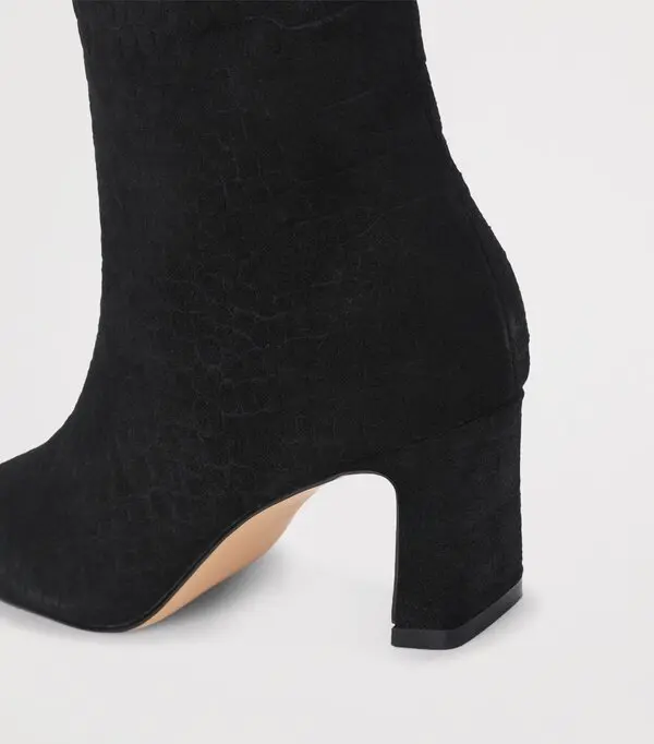 Kurt Geiger Suede Croc Print Billy Ankle Boots