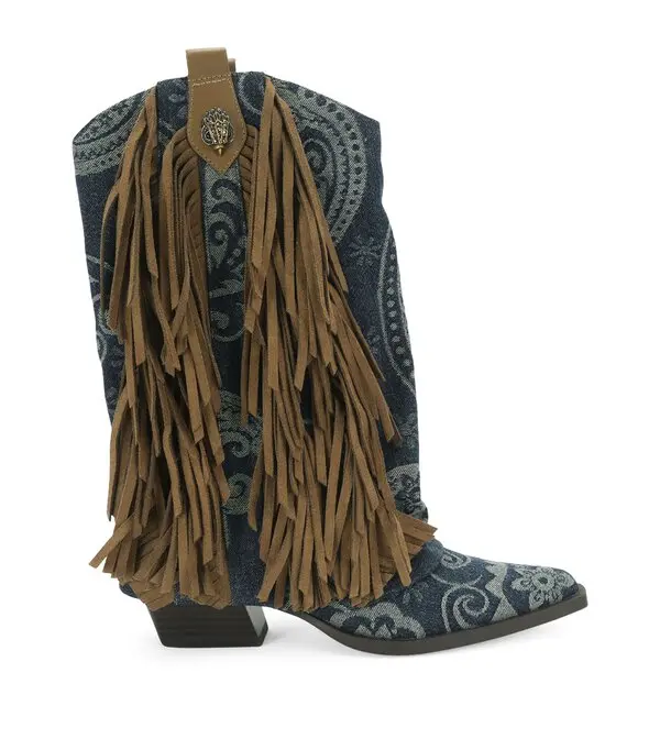 Kurt Geiger Gaiter Fringe Cowboy Boots - Blue