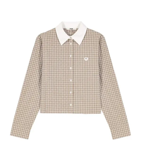 Maje Cotton Check Shirt With Tie
