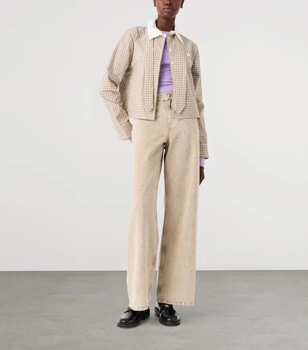 Maje Cotton Check Shirt With Tie