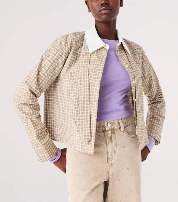 Maje Cotton Check Shirt With Tie