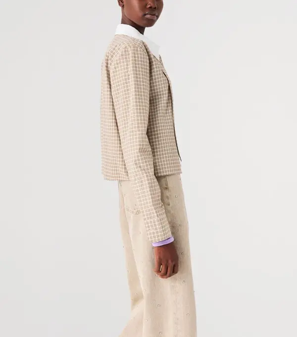 Maje Cotton Check Shirt With Tie