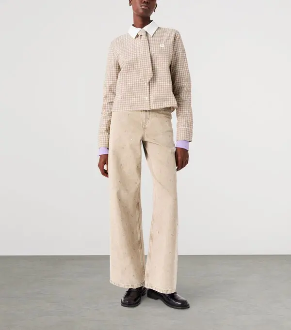Maje Cotton Check Shirt With Tie