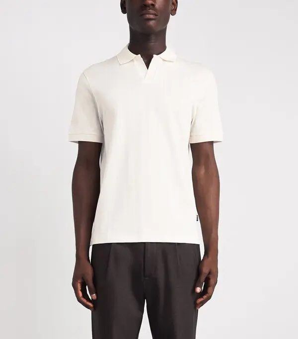 BOSS Cotton Jacquard Open-neck Polo Shirt