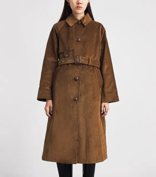 Barbour Corduroy Antonella Trench Coat - Brown