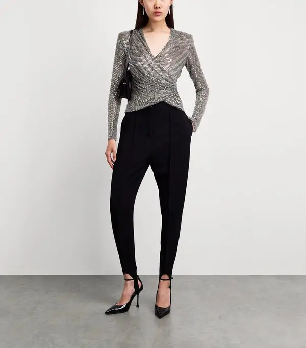 SELF-PORTRAIT Rhinestone-embellished Wrap Top