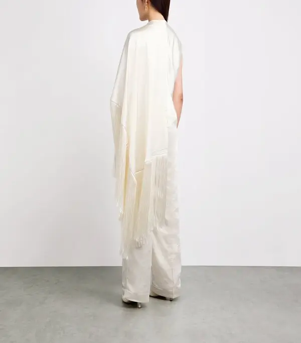 SELF-PORTRAIT Satin Fringe-scarf Top
